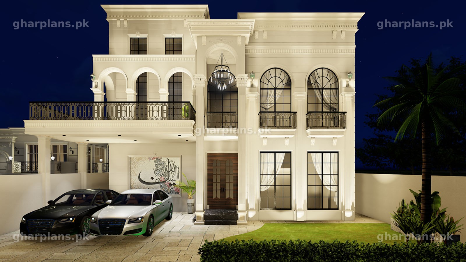 Beautiful Pakistani house front elevation designs for 1 kanal | GHR Plans
