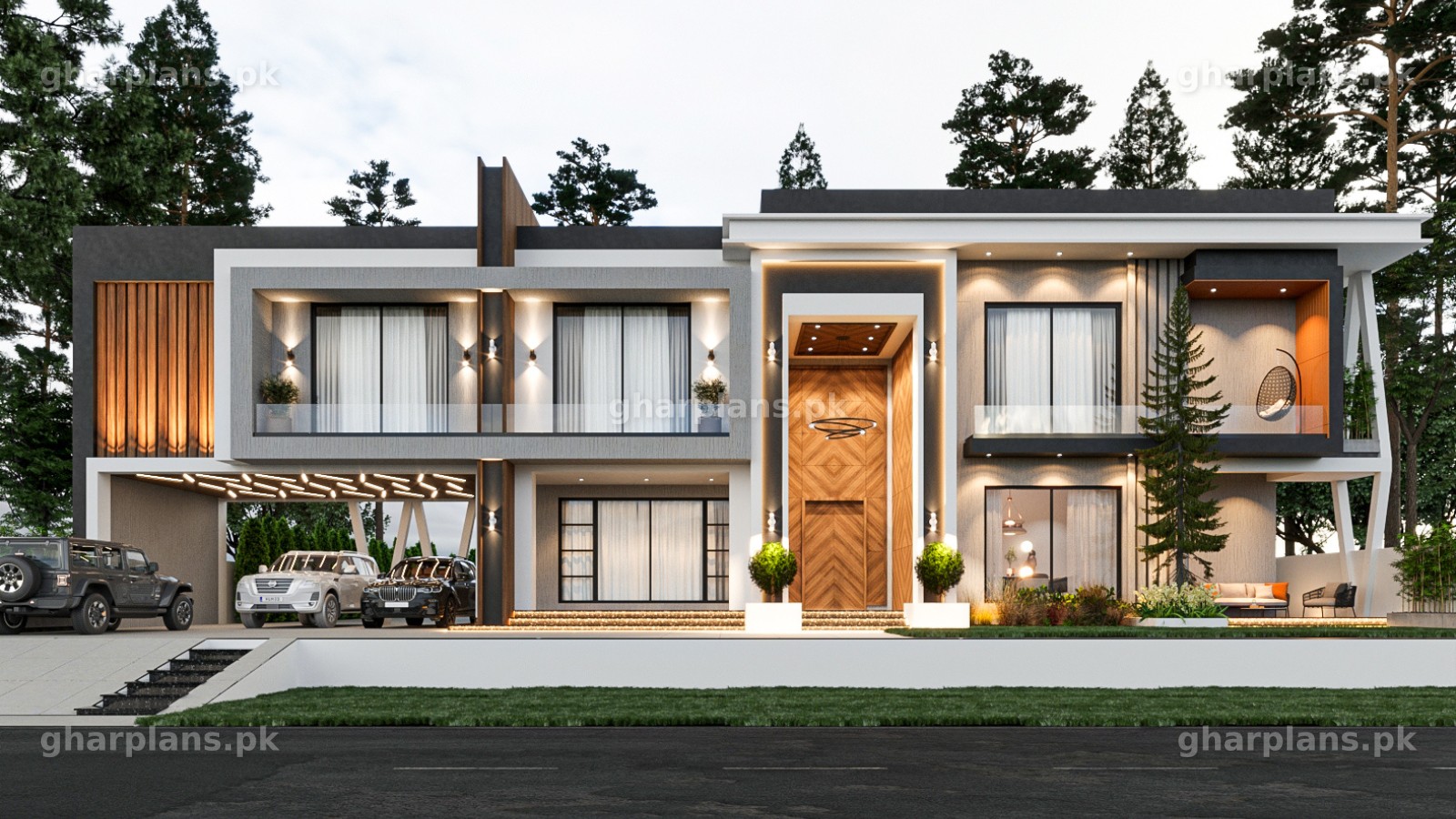 2 Kanal House Planning with Modern Elevations | GHR Plans